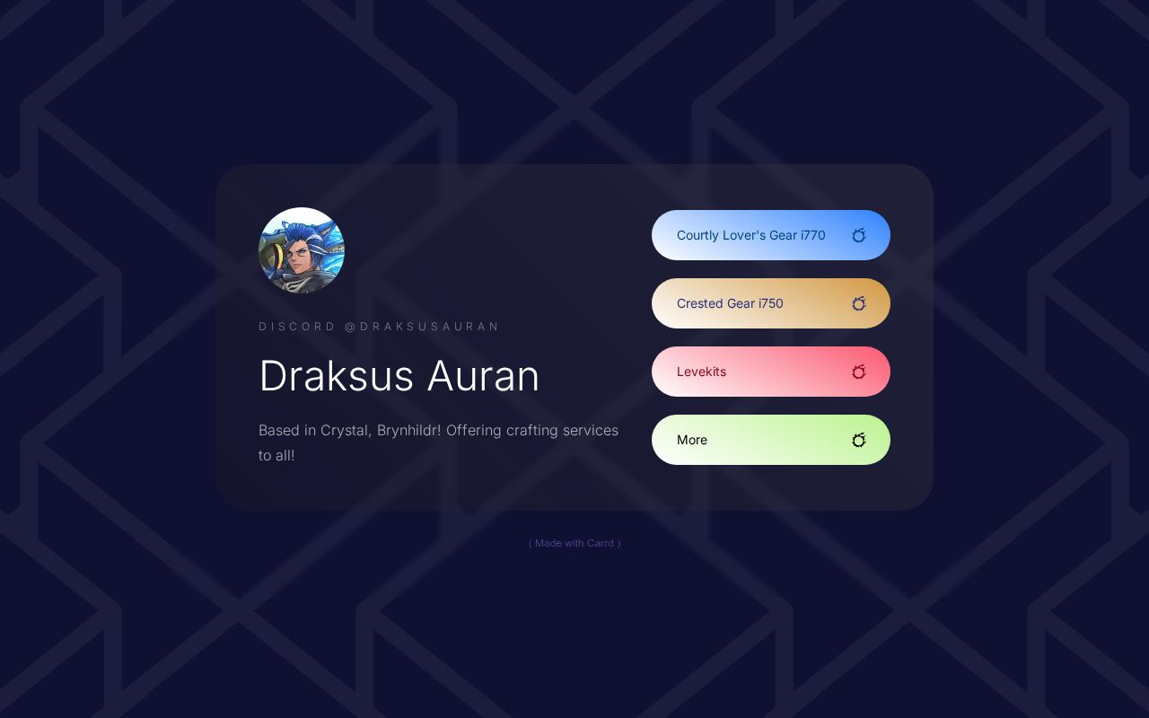 Draksus Auran Crafting Carrd!